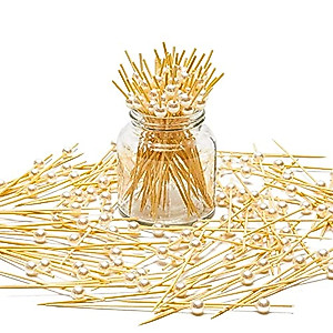 White Pearl Cocktail Picks, Bamboo Toothpicks (4.7 In, 150 Pack)