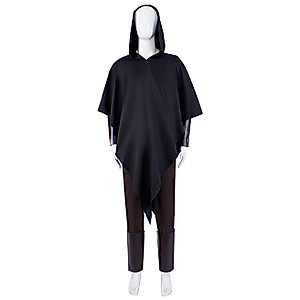 Adult Puss Costume in Boots Cosplay The Big Bad Wolf Cloak Robe Death Wolf Black Hooded Cape Halloween Outfits (Black with Mask-Adult, X-Small)
