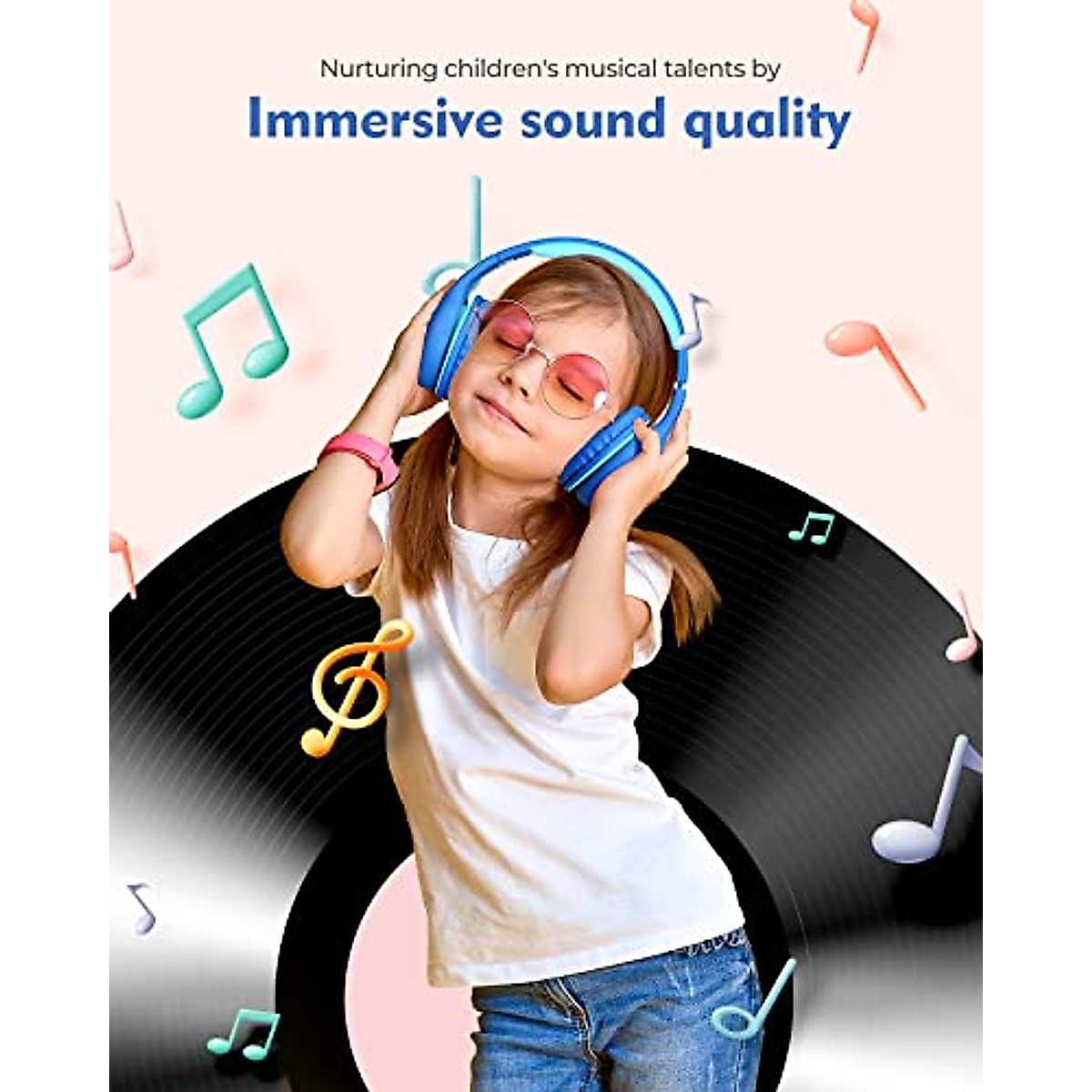 KLYLOP Kids Headphones with Microphone, Wired Headphone Over-Ear for Kids for School, 85/94dB Volume Limiter, Headphones for Kid with Share Function, Foldable Headset for iPad Kindle Fire