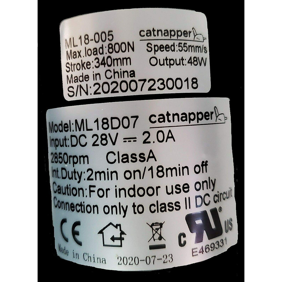 Mulin Power Recliner Motor Replacement with Cord Model ML18-005 Catnapper Linear Actuator for Sofa Lift Chair Couch Massage Seat Bed (to Replace only The Same Model)