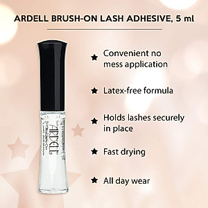 Ardell Brush On Strip Lash Adhesive, Clear Lash Glue for Strip Lashes, Quick-Drying, Waterproof, Latex-Free, 5ml
