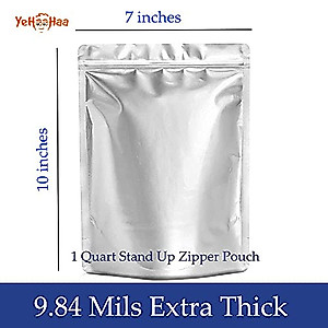 Yehaahaa 52 PCS 7x10 Inch Mylar Bags Extra Thick, 9.84 Mil, Mylar Bags For Food Storage, Resealable Mylar Ziplock Bags For Storing Dehydrated Foods, Grains, Nuts