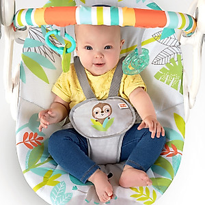 Bright Starts Portable Automatic 6-Speed Baby Swing with Removable -Toy Bar, 0-9 Months 6-20 lbs (Rainforest Vibes)