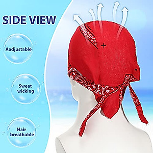 Xaatren 18 Pieces Do Rag Skull Cap Paisley Pattern Bandanna Biker Head Wraps Quick-Drying Hats, Sweat Wicking Beanie for Men and Women, Multicolor, 4XL