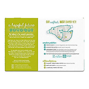 Seventh Generation Baby Diapers, Size 6, 46 Count, Super Pack, for Sensitive Skin