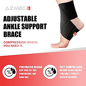 Azmec Ankle Brace for Sprained Ankle – Adjustable Ankle Wrap for Sprains, Strains, Inflammation, Swelling, Pain, Ankle Braces for Women and Men - (Large)