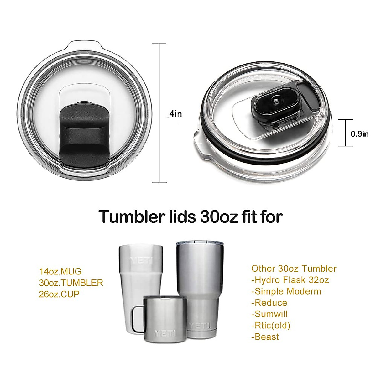 Magnetic Tumbler Lid Compatible with YETI Rambler,Ozark Trail,Old Style Rtic,Spill Proof Replacement lid (30 ounce one pack)