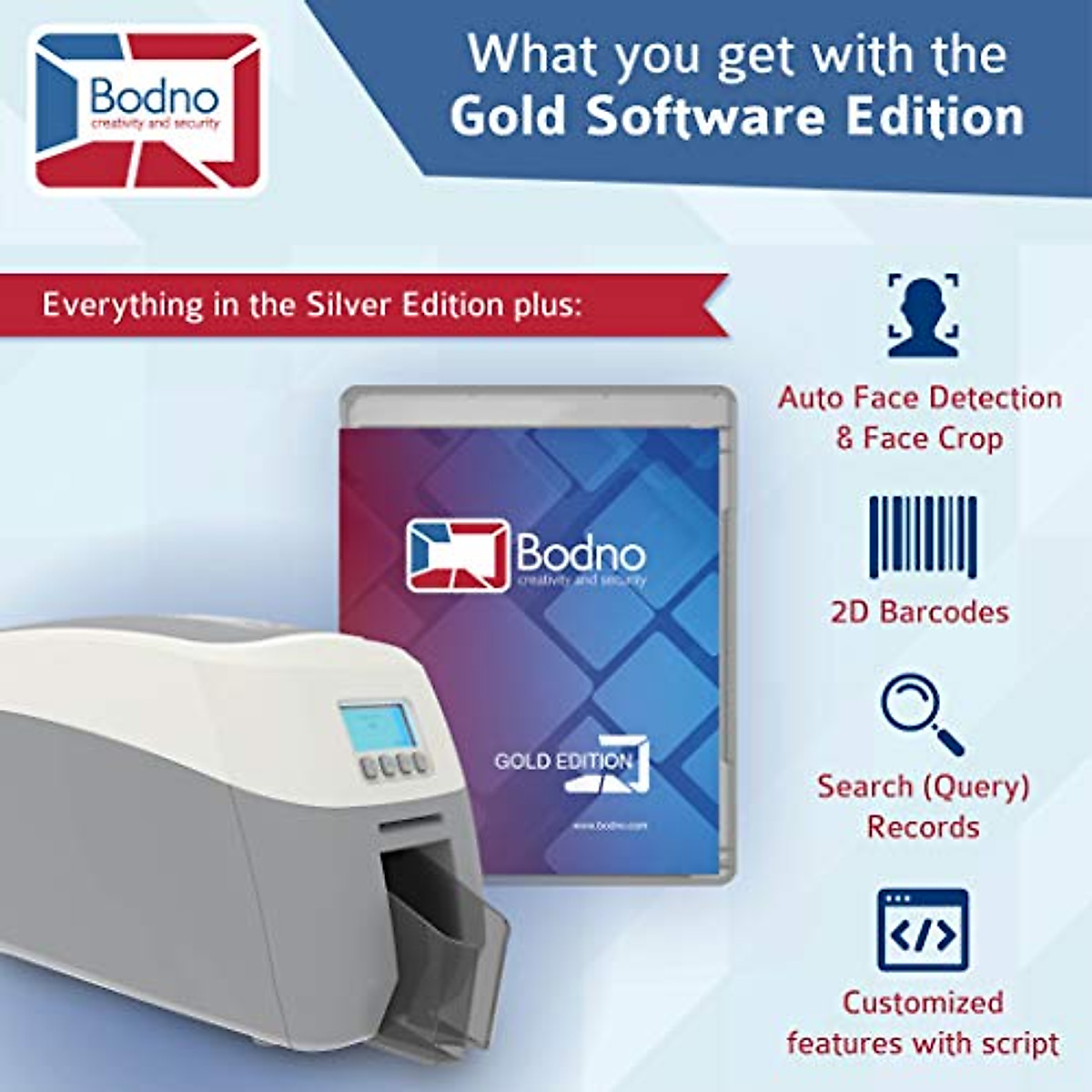 Magicard 600 Dual Sided ID Card Printer & Complete Supplies Package with Bodno ID Software - Gold Edition