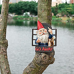 Kuti Cute and Funny Garden Gnomes Grumpy Gnomes Statue Garden Sculpture Gnomes Outdoor Fun Lawn Gnomes Decoration Fairy Garden Decorative Wall Panels (Go Away)