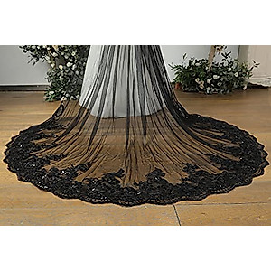 EllieHouse Womens 1 Tier Cathedral Length Wedding Bridal Veil With Comb X66 Black