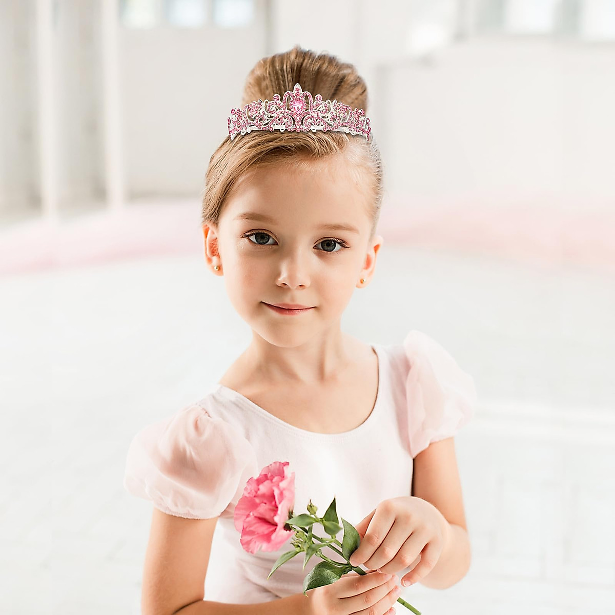 GINZU Pink Headbands Birthday Tiaras for Girls, Birthday Crown Sash Happy Birthday Girl Tiara Princess Birthday Party Decorations Gifts