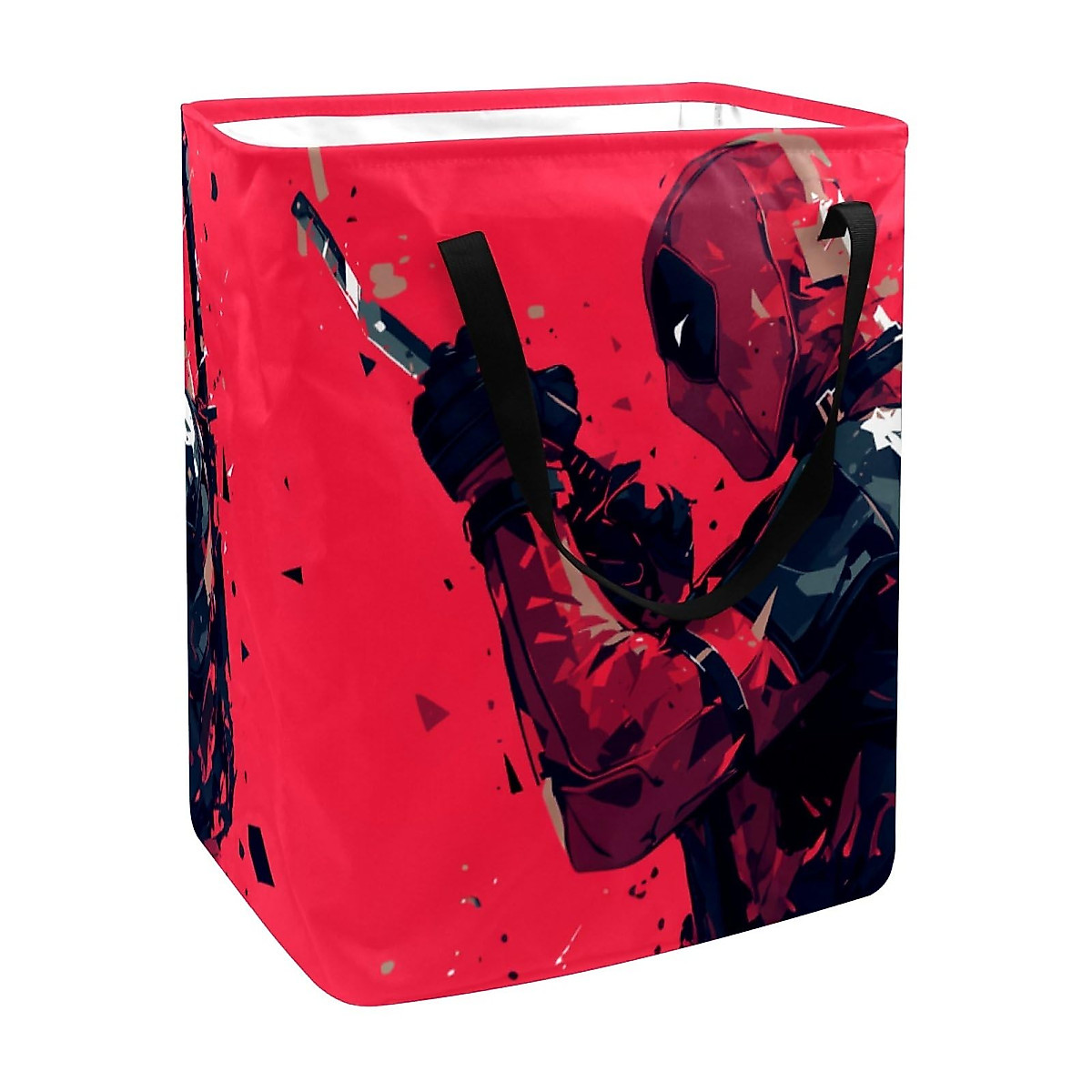 LICHWEST For Deadpool Foldable Waterproof Laundry Basket with Support Rods - 60L Capacity - Ideal Kitchen Organizer, Laundry Hamper, and Clothes Organizer, White