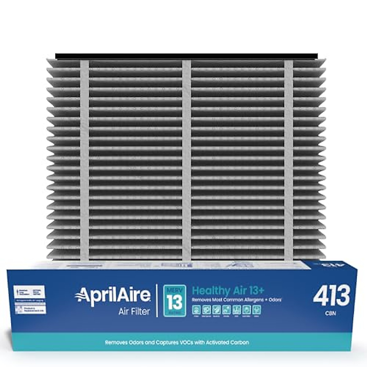 AprilAire 413CBN Replacement Filter for AprilAire Whole House Air Purifiers - MERV 13 with Carbon, Healthy Home Allergy + Odor Reduction, 16x25x4 Air Filter (Pack of 2)