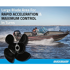 Quicksilver 8M8027511 Nemesis 4-Blade Aluminum Propeller - 10.6" diameter x 12" pitch, Right Hand Rotation, 40-60 HP Mercury, Black Finish
