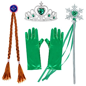 Party Chili Princess Costumes Birthday Party Fancy Dress Up for Little Girls with Wig,Crown,Mace,Gloves 5-6 Years (130)