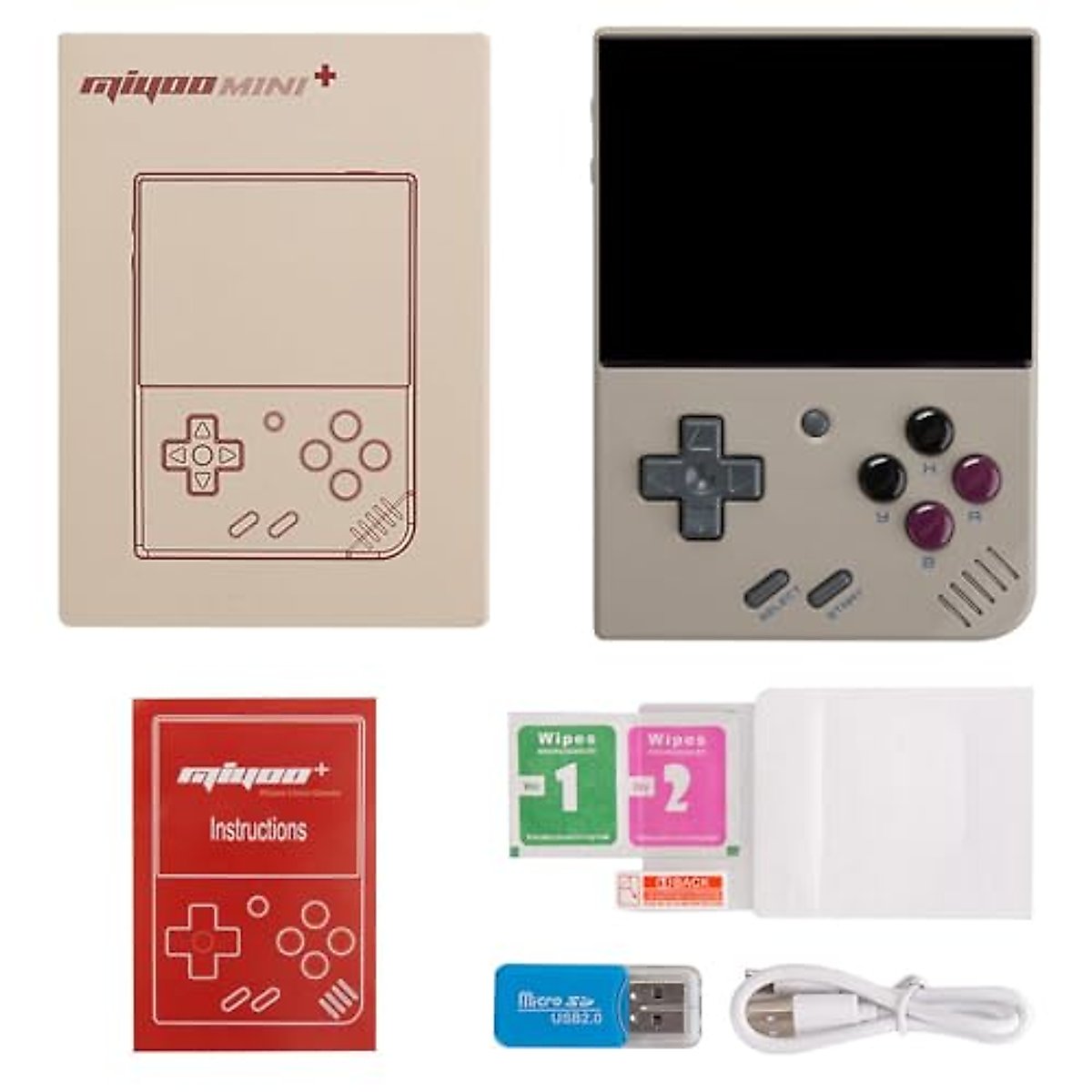 Miyoo Mini Plus Handheld Retro Game Console 128G, Linux Cortex-A7 1.2GHz, 3.5-Inch IPS Screen Portable Arcade Rechargeable Games Emulators for Kids Adults (Grey)