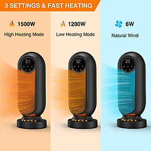 Infray Space Heater, 1500W Oscillating Electric Tower Heater with 3 Modes, Portable Fast Heating Ceramic Fan Heater with 12H Timer, Remote Control & LED Display for Home Indoor Use