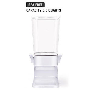 Cereal Dispenser Countertop 2pcs,5.5L Cereal Containers Storage Dispenser for Pantry,Dry Food Storage Rice Containers,Candy Dispenser,Snack Organizer Machine for Grains, Nuts,Oatmeal, Pet Food White