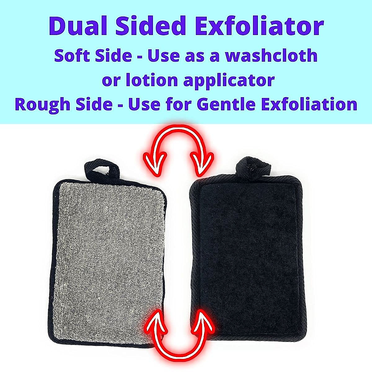 2 Pcs Set Exfoliating Glove Mitt Body Scrubber Pad for Smooth and Glowing Skin - Machine Washable - Dual Sided Dead Skin Remover for Better Absorption of Moisturizers