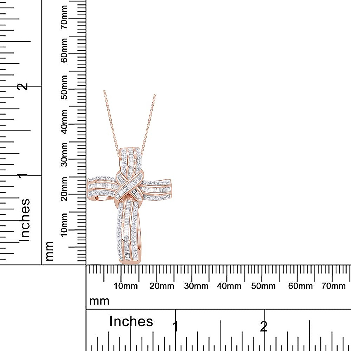 AFFY Infinity Cross Pendant Necklace, 1.00 Carat White Natural Diamond Religious Jewelry Gift For Women & Men in 14k Rose Gold Over Sterling Silver (1 Ctw)