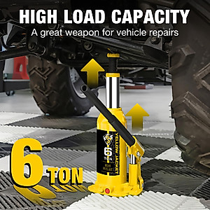 YELLOW JACKET 6 Ton Muti-Directional Welded Bottle Jack(12,000lb) for Car, Pickup, Truck, RV, Auto Repair