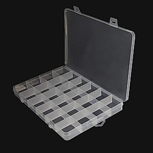 Jutagoss Plastic String Organizer Box With Dividers, 7.68x5.31x0.98 inch, 24 Mpartment Craft Storage Containers, 2PCS Bead Tackle Bolt Screw Parts Rock Collection Box.