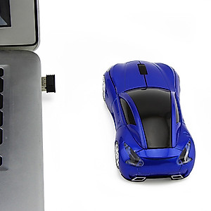 Sport Car Shape Mouse 2.4GHz Wireless Optical Gaming Mice 3 Buttons DPI 1600 Mouse for PC Laptop Computer (Blue)
