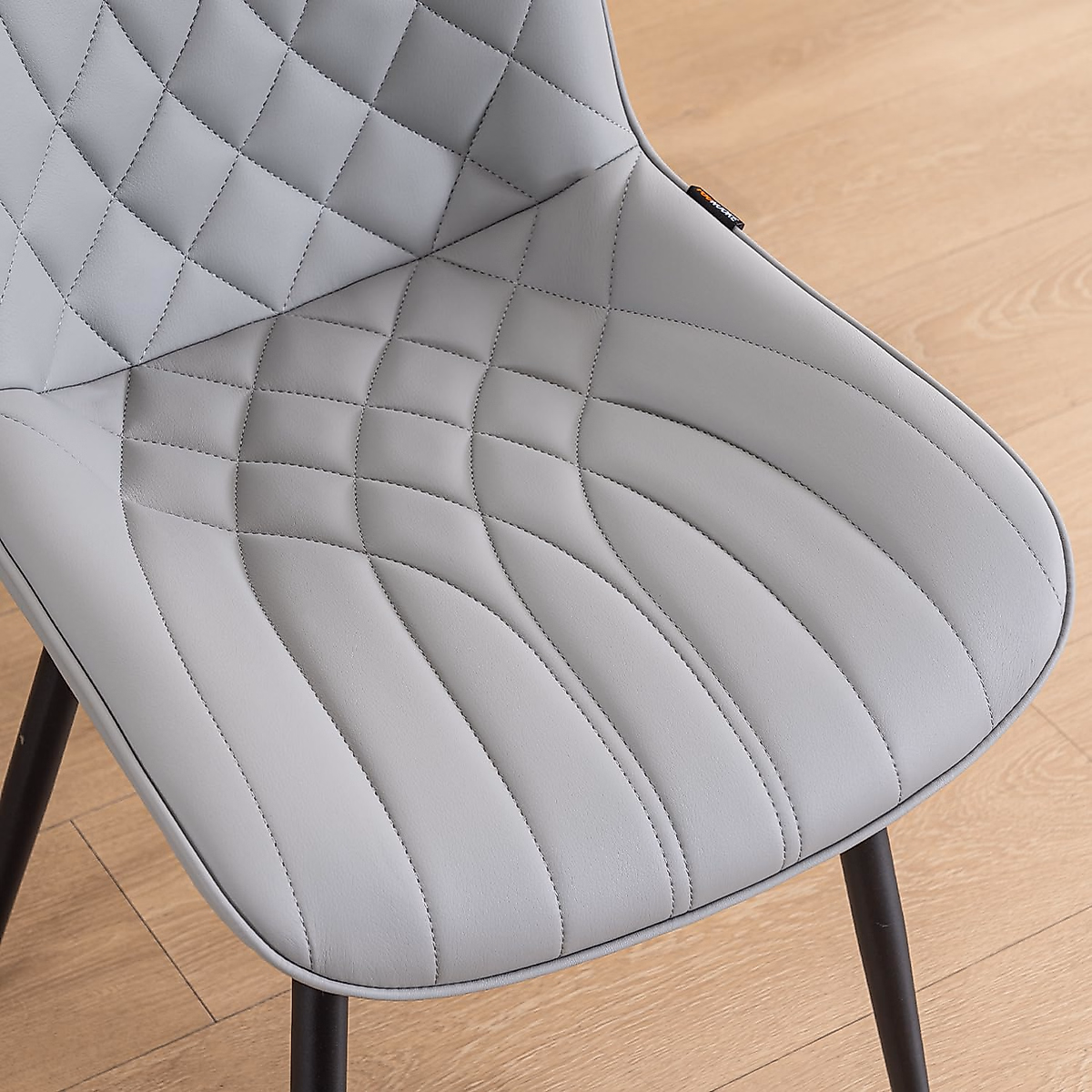 YOUNUOKE Dining Chairs Set of 2 Mid Century Modern Kitchen Chair Comfortable Upholstered Faux Leather Dinner Chairs for Kitchen Dining Room, Grey