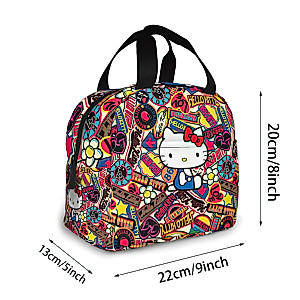 Crunowin Cartoon Lunch Box Portable Insulated Lunch Bag Multifunctional Zipper Tote Bag for Office Work Picnic School-1