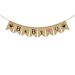 Rainlemon Baby Q Banner Burlap BBQ Baby Shower Gender Reveal Party Decoration Supply