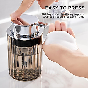 Ssiixx Foaming Hand Soap Dispenser, Bathroom & Kitchen Refillable Plastic Liquid Hand Soap Dispenser for Essential Oil,Shampoo,Dish Soap (Gray)