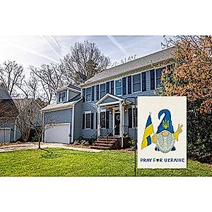 Haustalk Pray for Ukraine Garden Flags Double Sided Ukraine Gnomes Garden Flag Polyester Flag for Yard House Decor 12x18