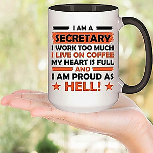 Novelty Gift Secretary Gift For Office Professionals, Retirement Present For Father - Caffeine Quote On 11oz 15oz Inner Color Accent Mug