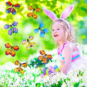 Outee 10 Packs Flying Butterfly Card Surprise Wind Up Butterfly in The Book Rubber Band Powered Gift Butterfly Fairy Flying Toy Great Xmas Gifts Surprise Gift Teacher Appreciation Gift