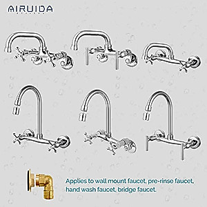 Mounted Installation Kit for Wall Mount Faucets Connector Set Stainless Steel Commercial Kitchen Prep Utility Sink 1/2" NPT Female to Male 90 Degree
