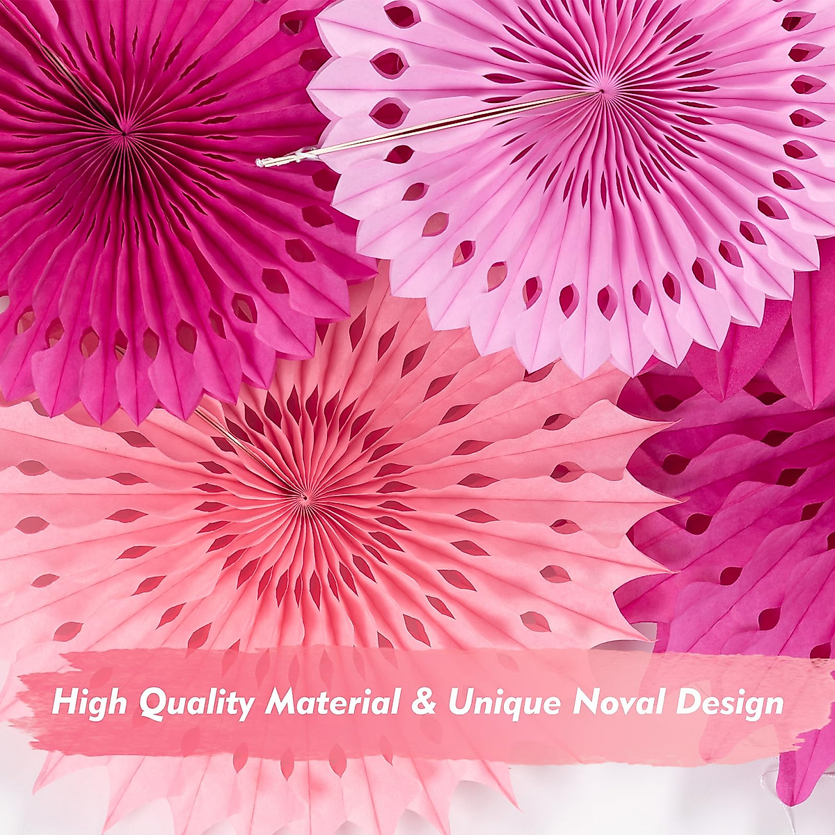 PAPER JAZZ Paper Flowers Hot Pink Paper Flowers Decorations for Wall Hanging Paper Fans for Wedding Floral Backdrop Decor Bridal Shower Birthday Party Decorations Pack of 11