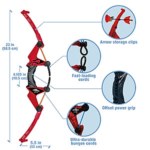 Zing Air Storm Z-Tek Bow Dual Pack - 1 Red Bow, 1 Blue Bow, 6 Zonic Whistle Arrows and 6 Suction Cup Arrow, Shoots Arrows Up to 155 Feet, for Ages 14 and up