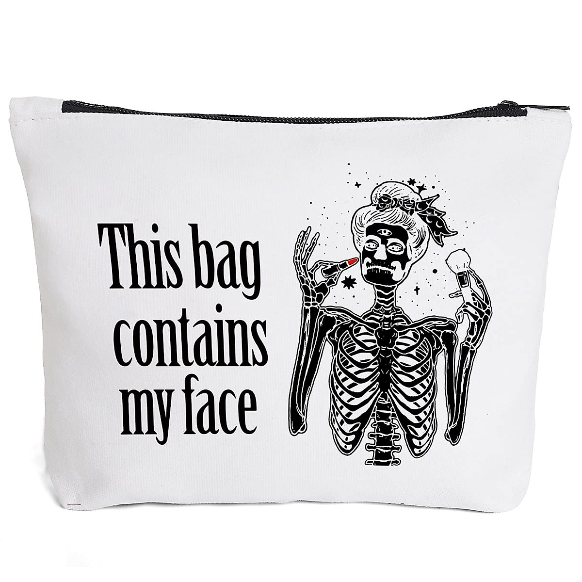 IHopes+ Funny Skeleton Makeup Bag Gift for Women Best Friends Sister | This Bag Contains My Face Makeup Zipper Pouch Bag Cosmetic Travel Accessories Bag Gifts halloween gifts