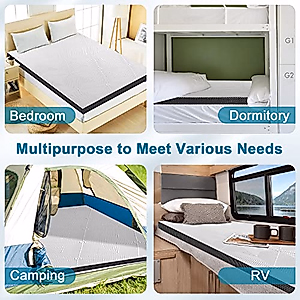 Elviros 3 Inch Gel Memory Foam Mattress Topper Queen Size, Adjustable Cooling Bed Topper for Back Pain, Dual Layer Mattress Pad with Removable Cover (Queen, Dark Grey)