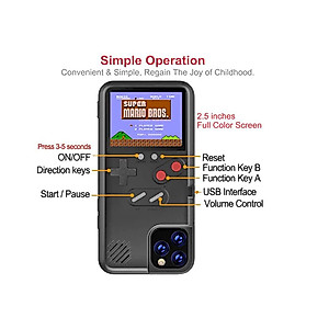 WODETIA Compatible with iPhone 13 / 13Pro / 13 Pro Max Gameboy Case Retro 3D Design Style Silicone Protective Case with 36 Small Games Color Display Shockproof Video Game Phone Case,Pink,13