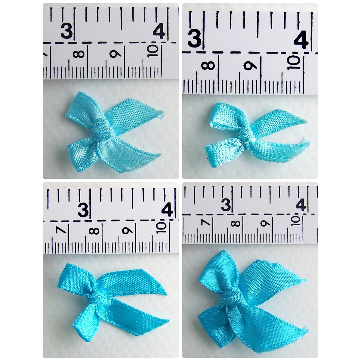 ICRAFY 100 Tiny Lavender Purple Satin Ribbon Bows Sweet Mini Embellishment Craft Artificial Applique Wedding Ribbon Width 7 mm.