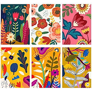 FQOVKYN 6 Pack Paint by Numbers for Adults- DIY Acrylic Painting Paint by Numbers Kits on Canvas Without Frame, Simple Flower Oil Painting for Home Wall Decor 9.8X13.8inch