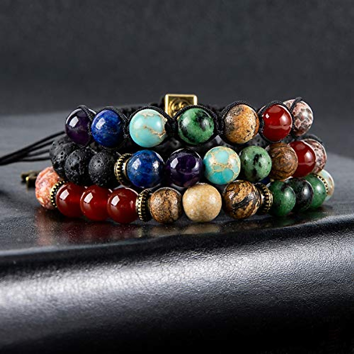 Bivei Chakra Beaded Bracelets for Women - 8mm Bead 7 Chakra Crystal Healing Bracelet with Real Stones Anxiety Meditation Yoga Gemstone Jewelry