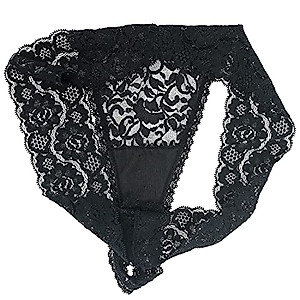 Womens Black Lace Thong Panties Sexy Soft Cmfy Lacy Thongs Underwear Plus Size Pack of 5