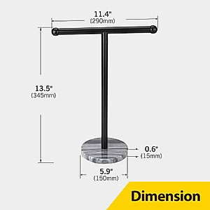 Pkfinrd Gold Hand Towel Holder Stand with Heavy Marble Base, T-Shape Towel Rack, Free-Standing for Bathroom Vanity Countertop, 304 Stainless Steel (Color : Black)