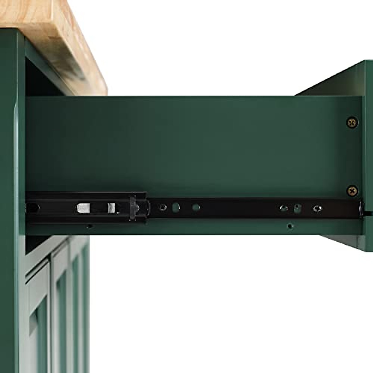 Crosley Furniture Madison Madison Rolling Kitchen Island Cart, Microwave Stand, Coffee Bar, with Shelves and Drawers, Emerald Green