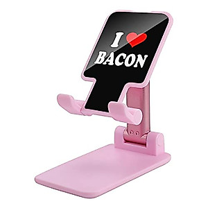 I Love Bacon Cell Phone Stand for Desk Foldable Phone Holder Height Angle Adjustable Sturdy Stand Pink-Style