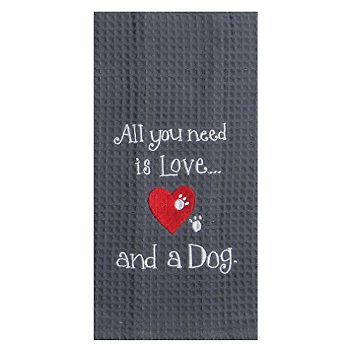 Kay Dee Dog Lover Embroidered Waffle Towel Set - Cotton - One Each You Had Me at Woof & Dog Love