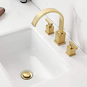 WorbWay Bathroom Faucet Gold, 2 Lever Handle 8 inch Widespread Bathroom Sink Faucet with Pop-Up Drain