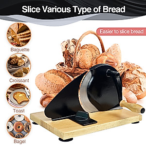 Manual Bread Slicer Versatile Hand-Crank Bread Slicer Manual Rotary Bread Slicer stainless steel slices for Butter, Chocolate, Sausage etc Adjustable Width 0.78'' for Homemade & Commercial Use